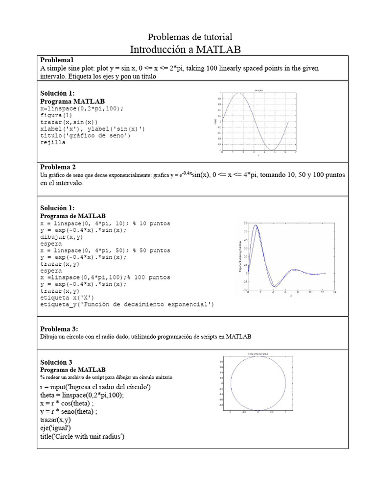 6 Problemas de Tutorial de MatLab | PDF | Ecuaciones | Integral