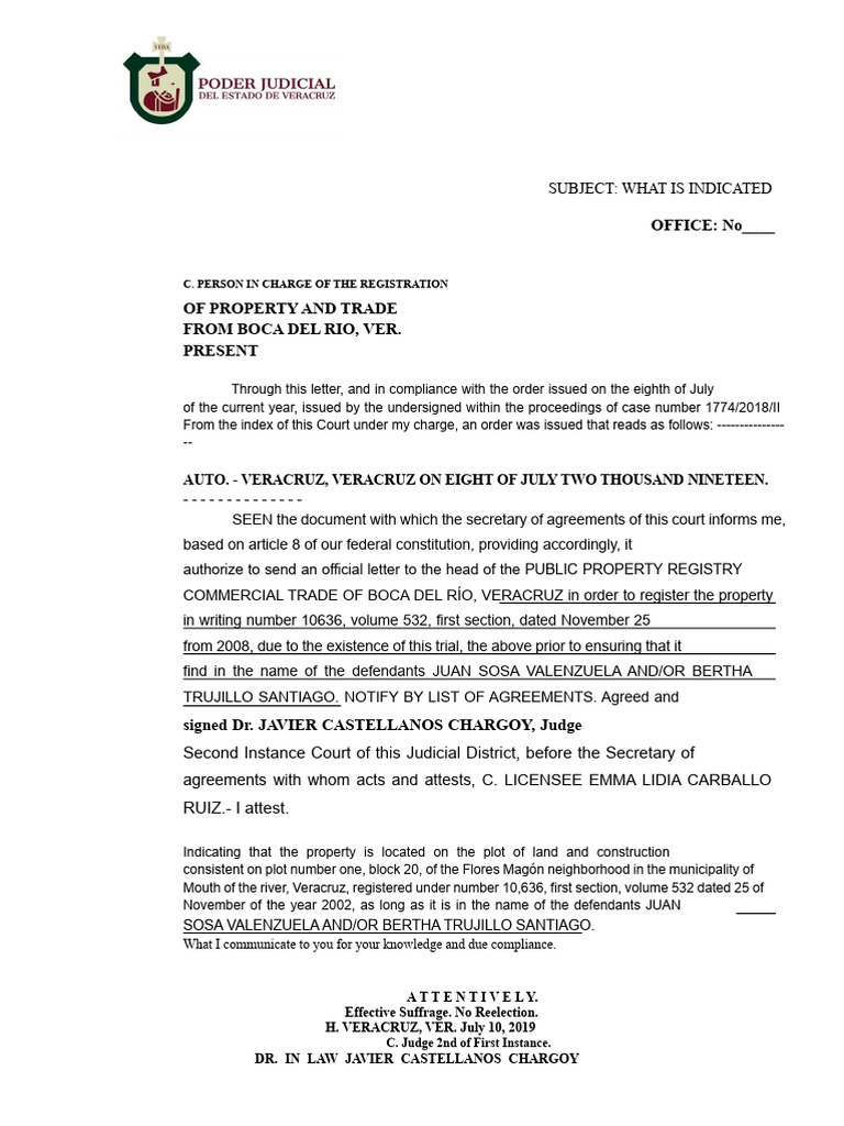 Property Registration Order in Veracruz | PDF