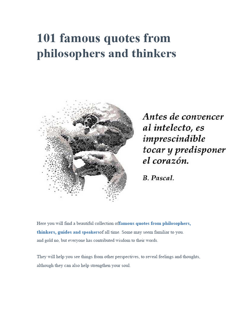 101 Inspiring Quotes from Thinkers | PDF | Wisdom | Mind