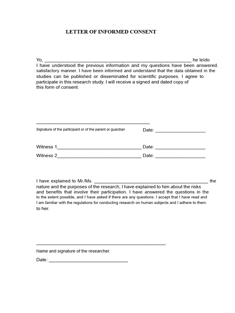 Informed Consent Letter | PDF
