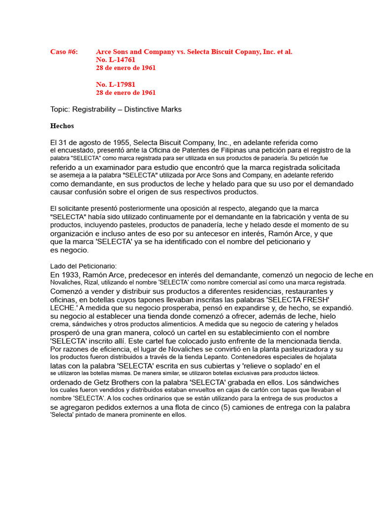 6.11 - Arce Sons & Co. Contra Selecta Biscuits | PDF | Marca | Marca ...