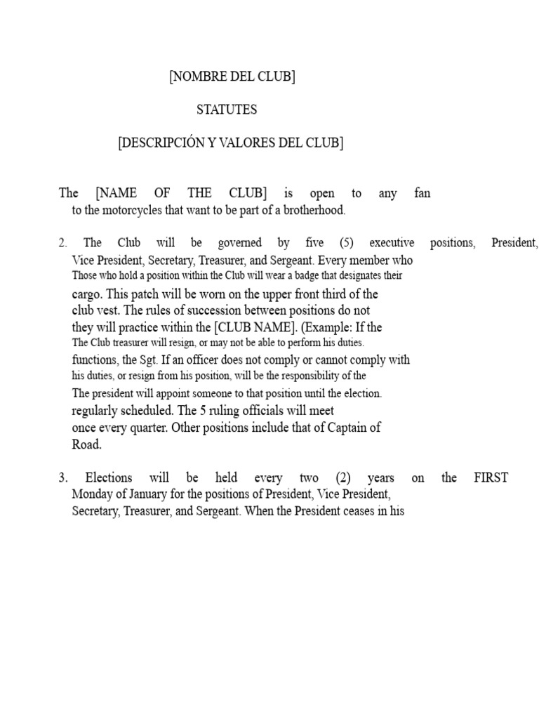 Club Statutes and Membership Guidelines | PDF