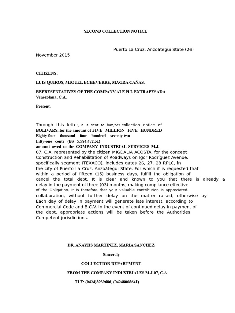 Collection Notice | PDF