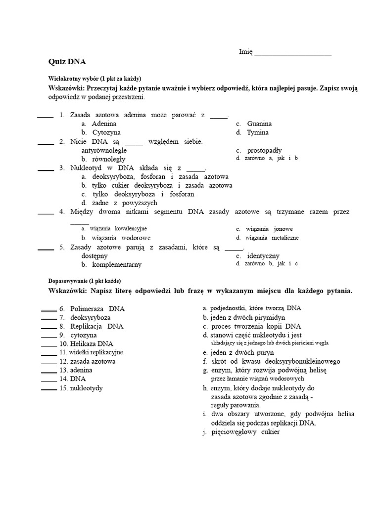 Quiz DNA PDF | PDF