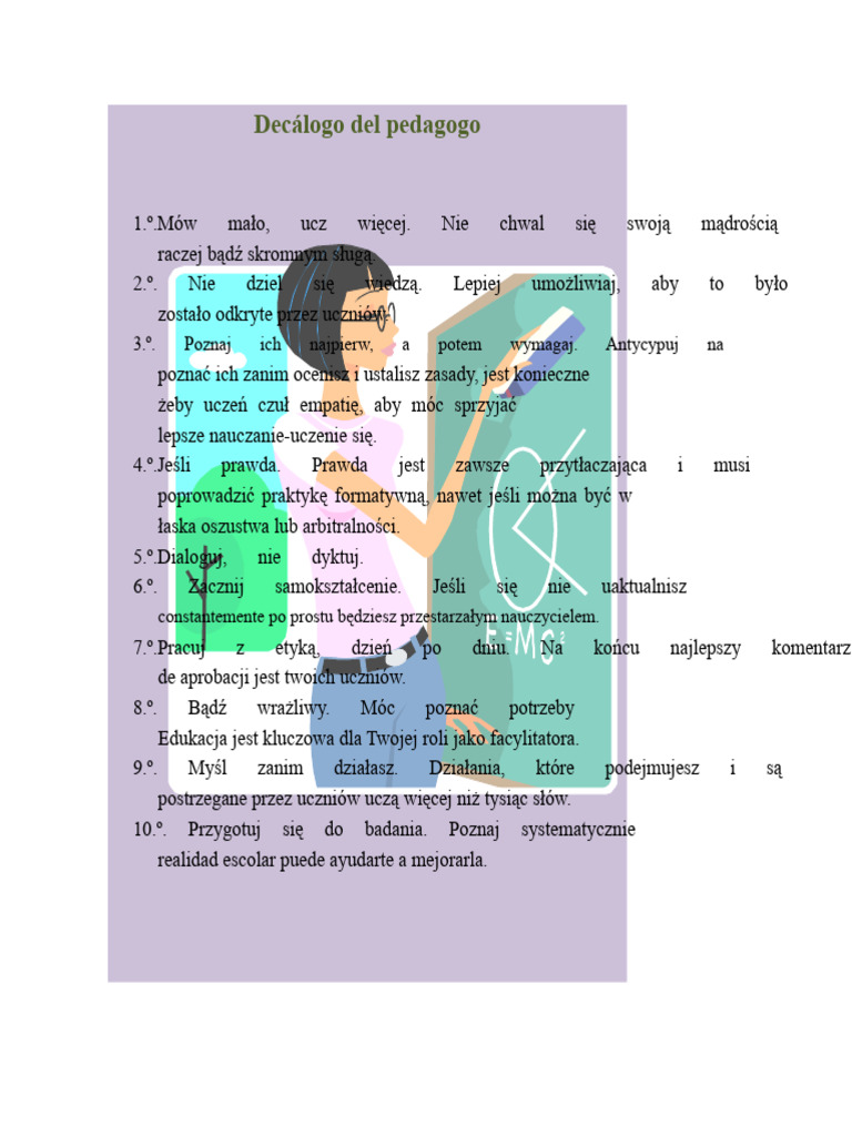 Dekalog Pedagoga | PDF