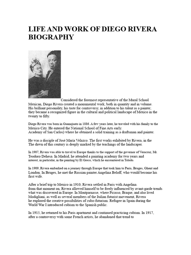 Life and Work of Diego Rivera | PDF | The Arts | Art Movements