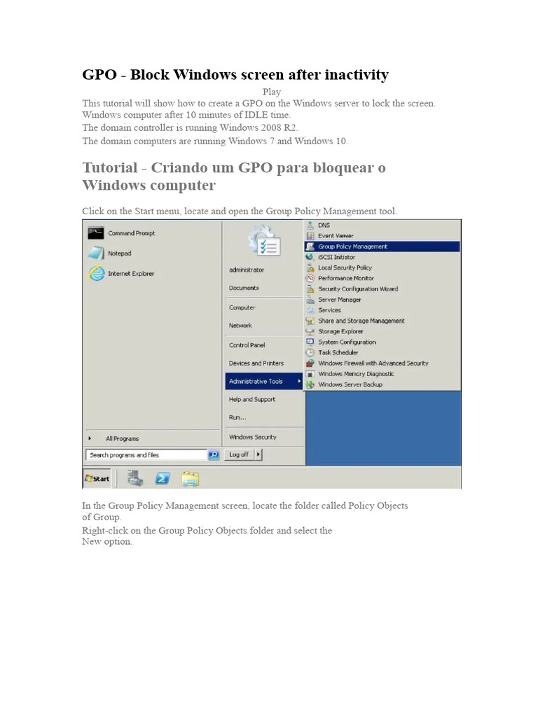 GPO - Screen Lock | PDF | Group Policy | Computing