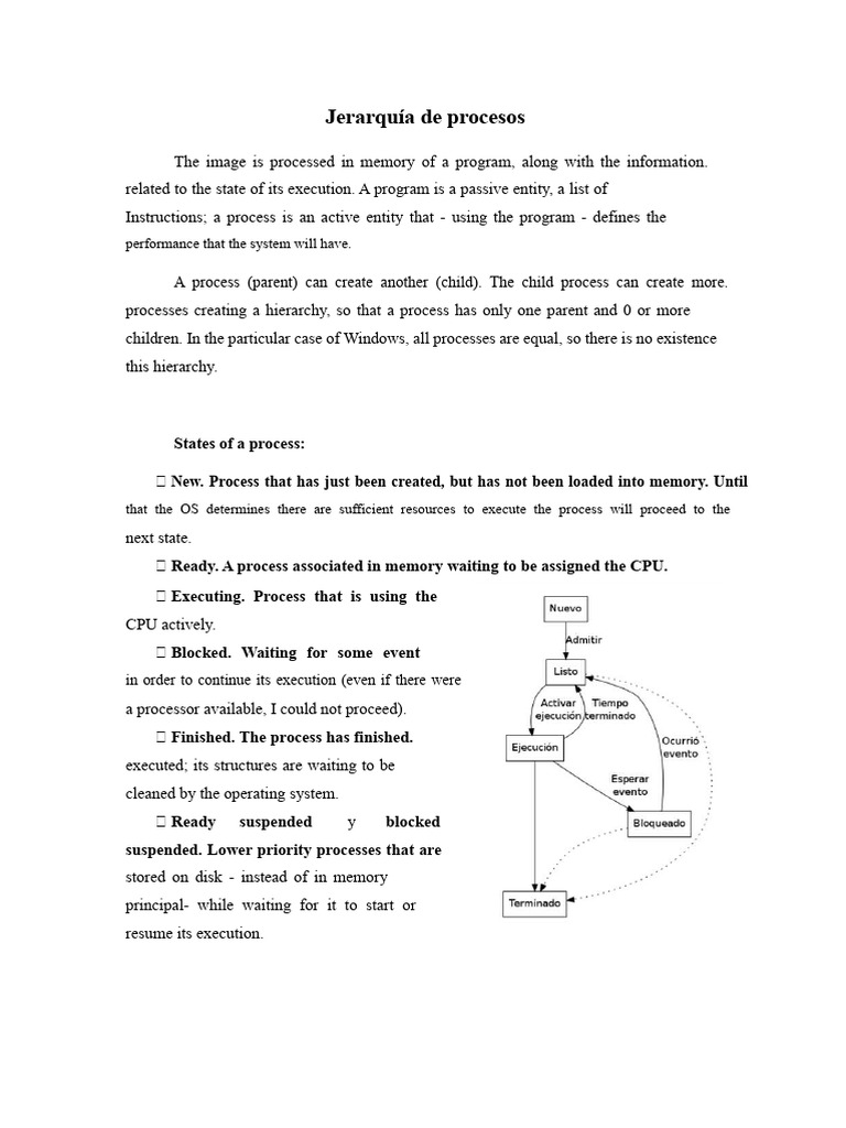 Hierarchy of Processes | PDF | Process (Computing) | Operating System