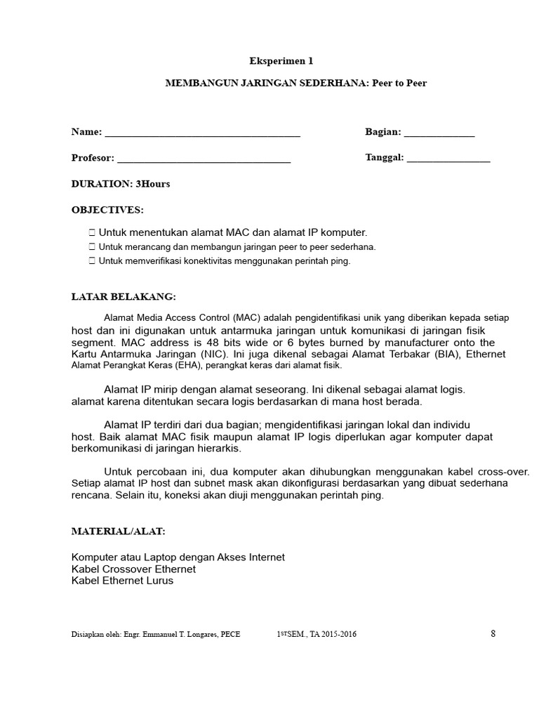 Manual Lab Exp.1 (Jaringan Peer To Peer) | PDF