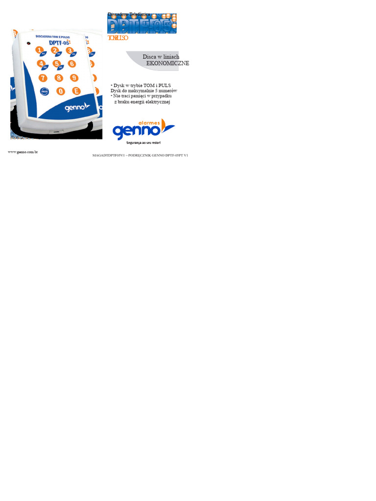 Podręcznik Genno - Dialer Tom I Puls Dptf-05 PT v1 | PDF