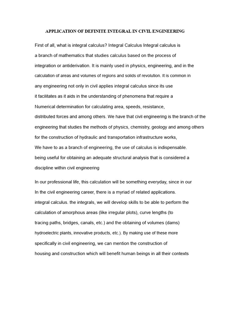 Application of The Definite Integral in Civil Engineering Jose Torres ...