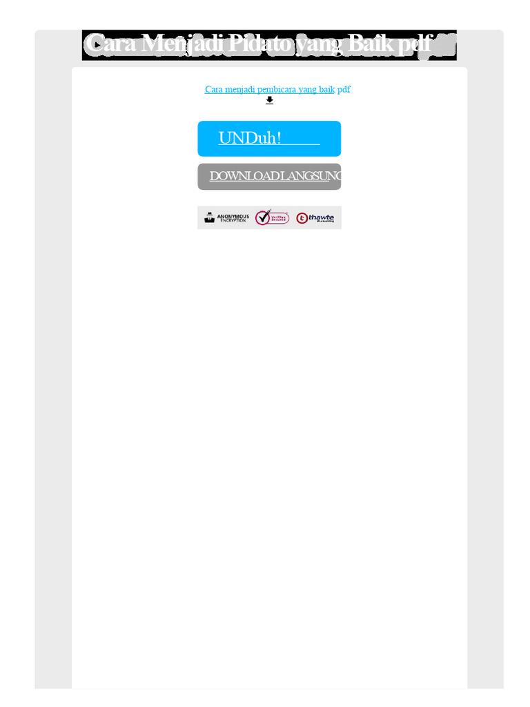 Cara Menjadi Pembicara Yang Baik PDF | PDF