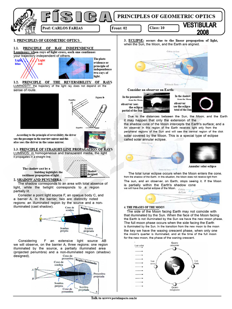 Physics - Optics - Principles of Geometric Optics | PDF | Eclipse ...