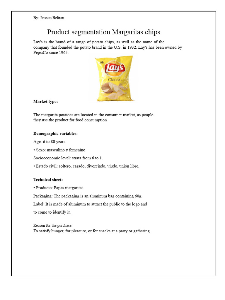 Product Segmentation For Lays Potato Chips | PDF