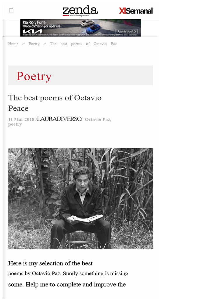 Best Poems by Octavio Paz | PDF