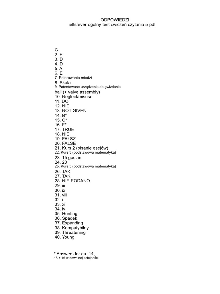 ANSWERS Ieltsfever General Reading Practice Test 5 PDF | PDF