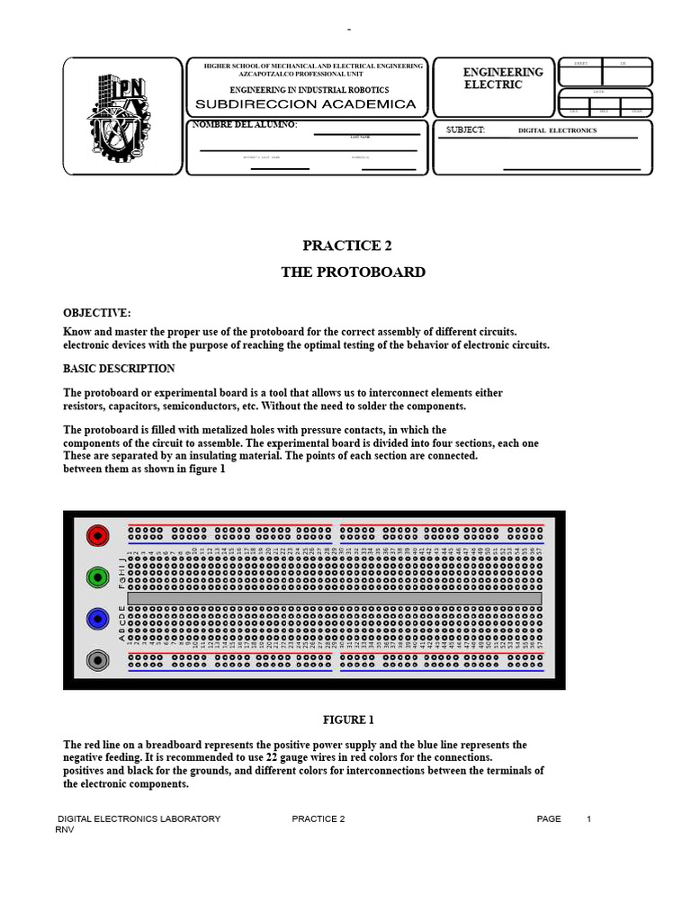 Practice 2 The Protoboard 1 | PDF | Resistor | Electromagnetism