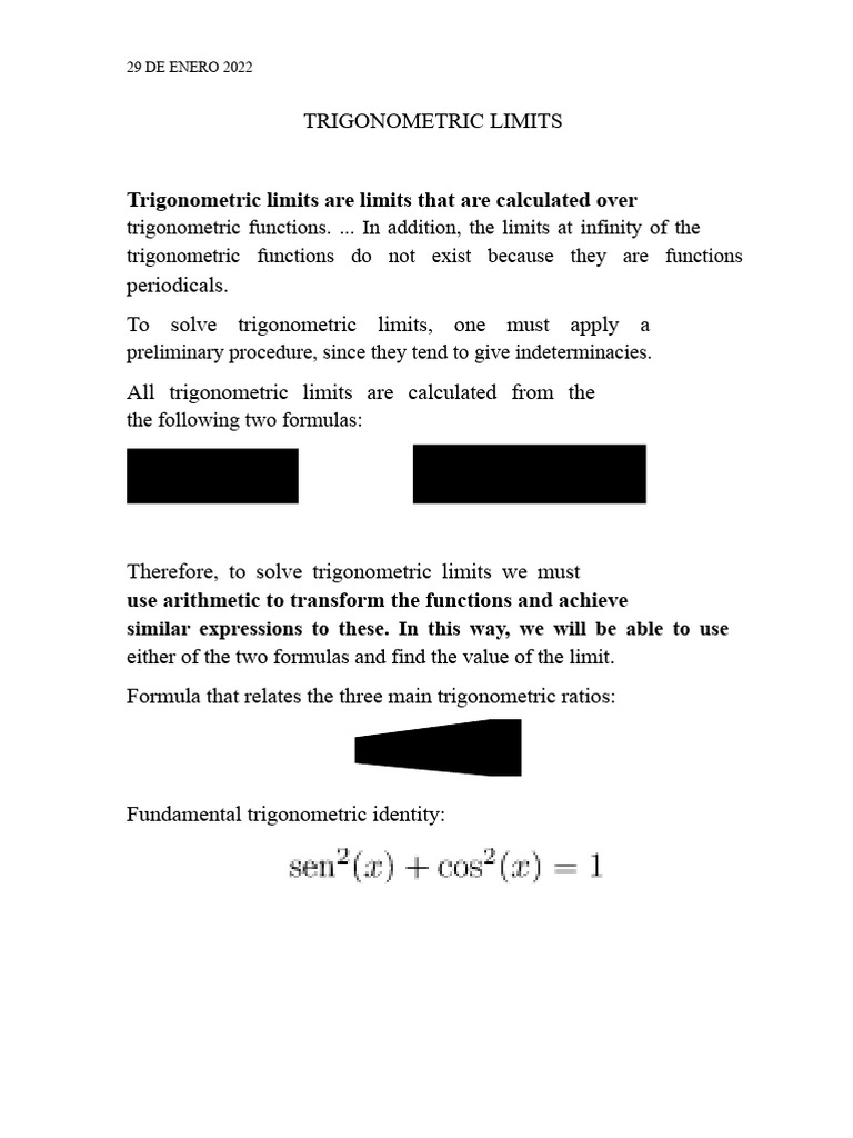 Trigonometric Limits | PDF