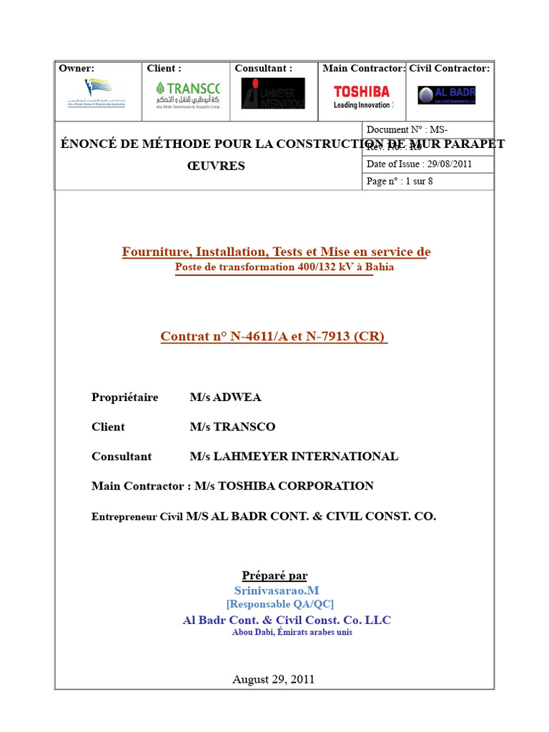 Méthode de Construction de Mur Parapet | PDF | Béton | Secteur ...