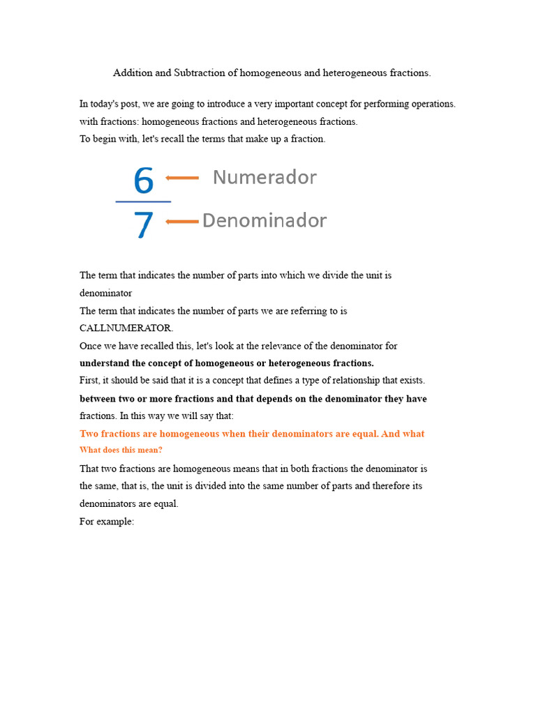 Homogeneous and Heterogeneous Fractions | PDF | Division (Mathematics ...