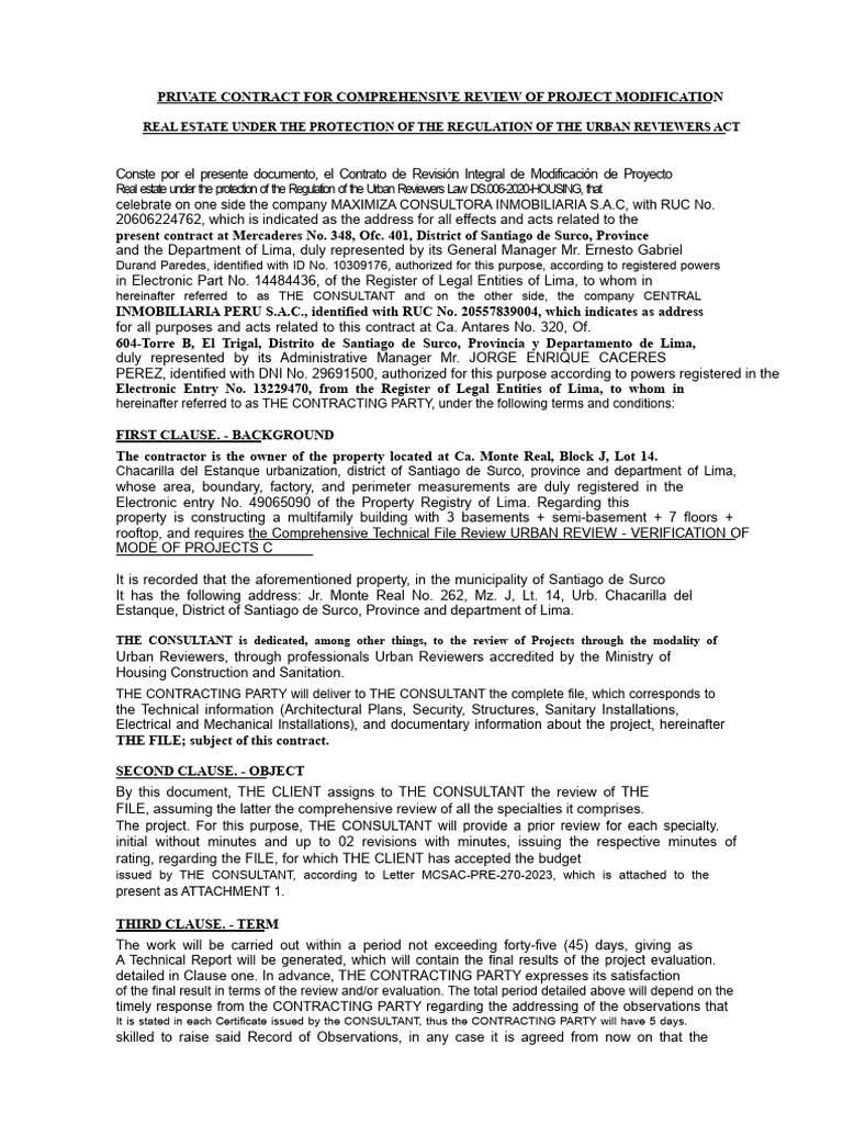 Comprehensive Project Review Contract | PDF