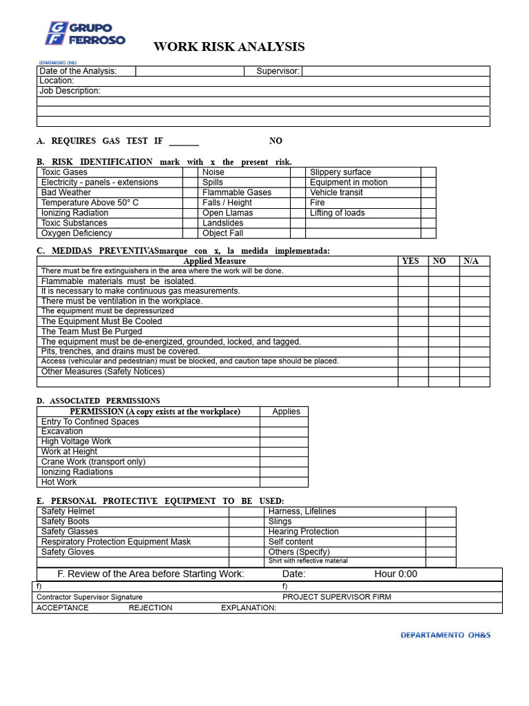 Work Risk Analysis and Safety Measures | PDF | Fires | Crane (Machine)