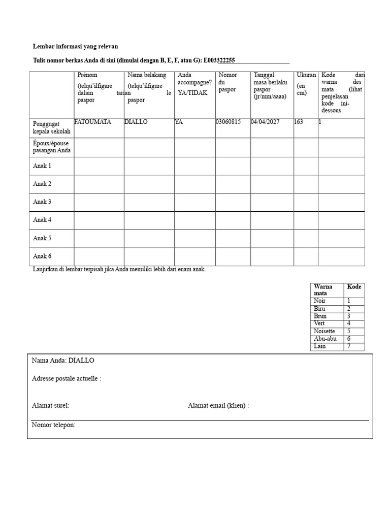 Formulir Informasi Yang Relevan | PDF