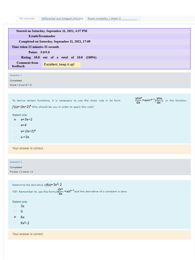 Differential and Integral Calculus - Week 2 - Review of The Attempt ...