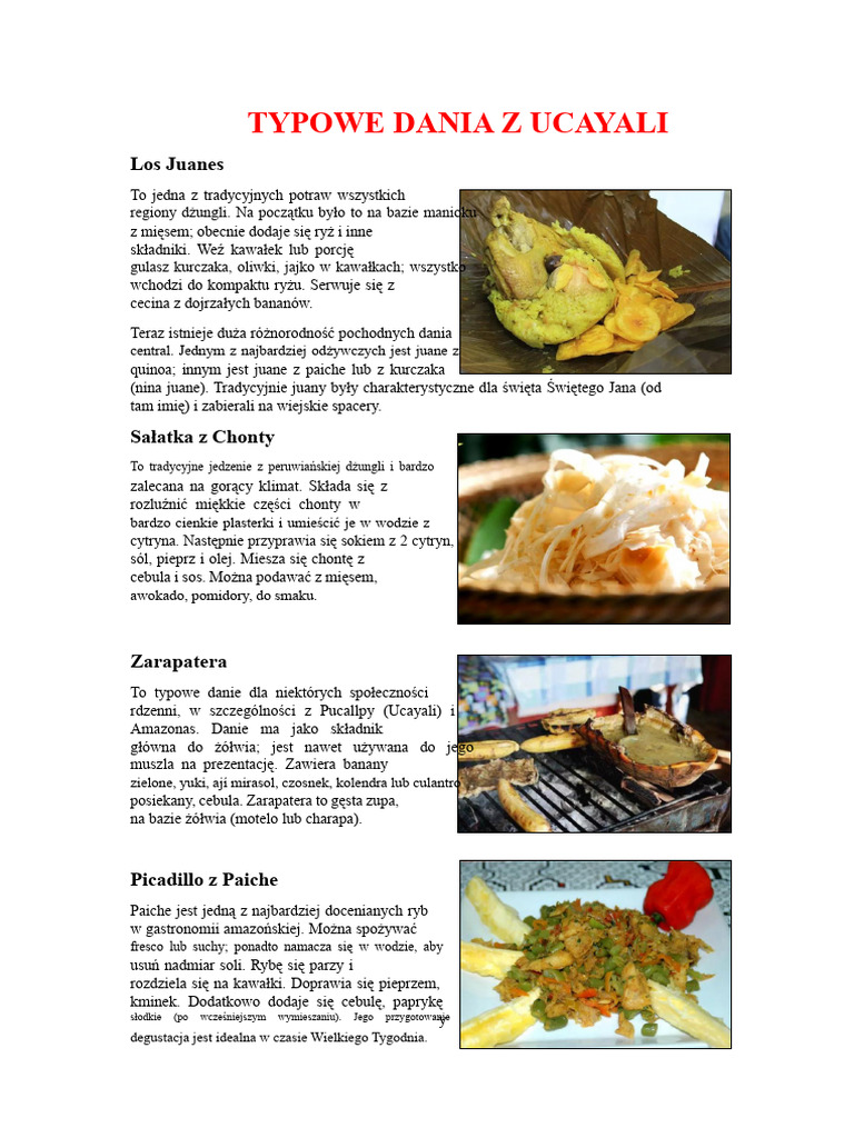 Typowe Dania I Tańce Ucayali | PDF