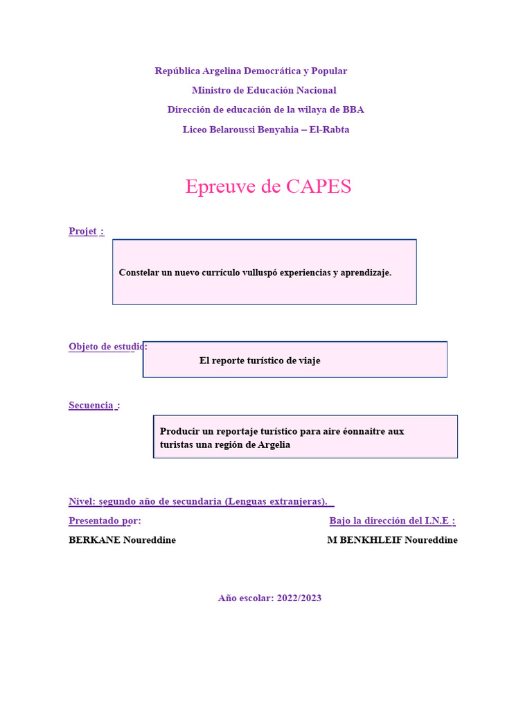 CAPES 2 AS_ El Reportaje Turístico | PDF | Verbo | Puntuación