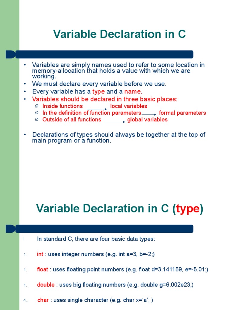 CS 120 Variable Declaration | PDF | Variable (Computer Science) | Data Type