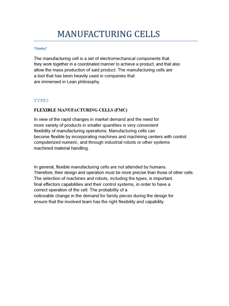 Manufacturing Cells | PDF | Lean Manufacturing | Mechanical Engineering