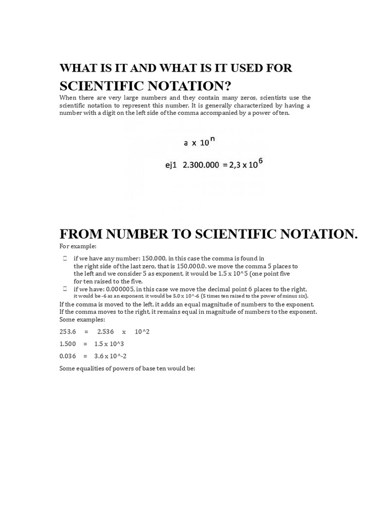What Is Scientific Notation and What Is It Used For | PDF ...