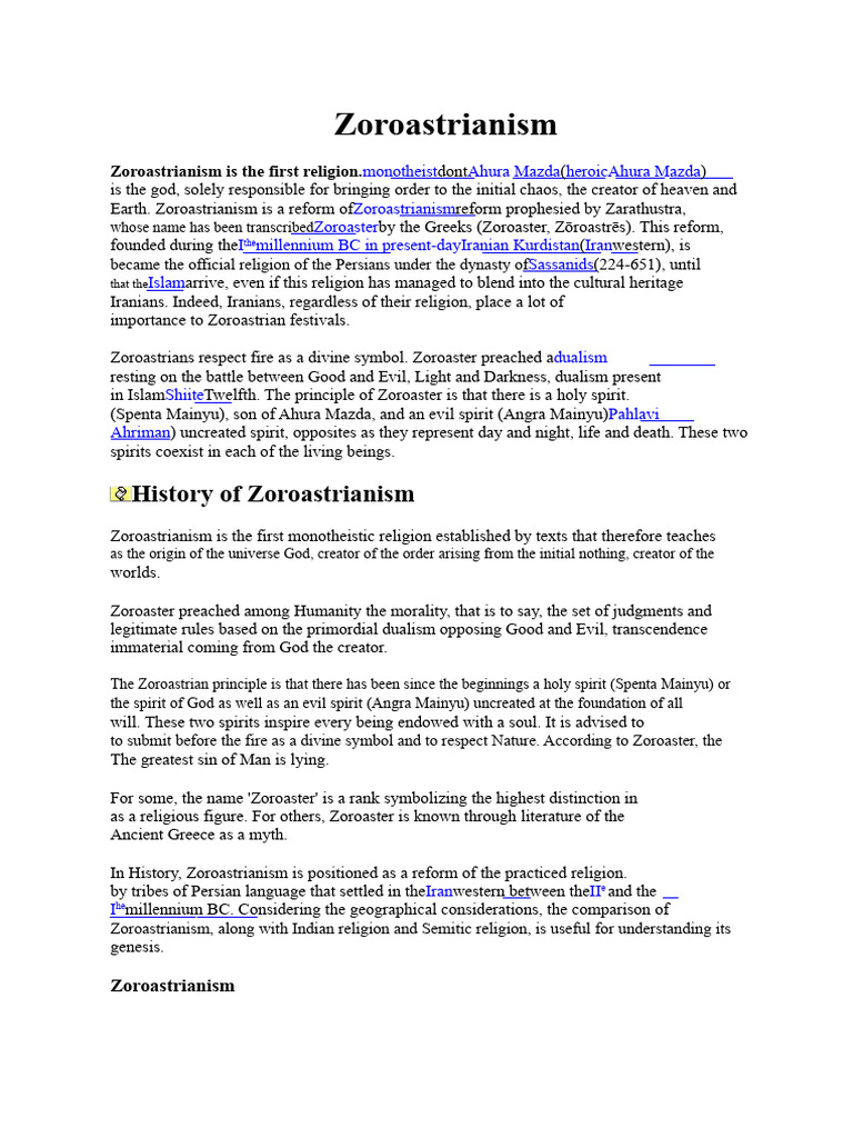 Zoroastrianism | PDF | Zoroastrianism | Religious Belief And Doctrine