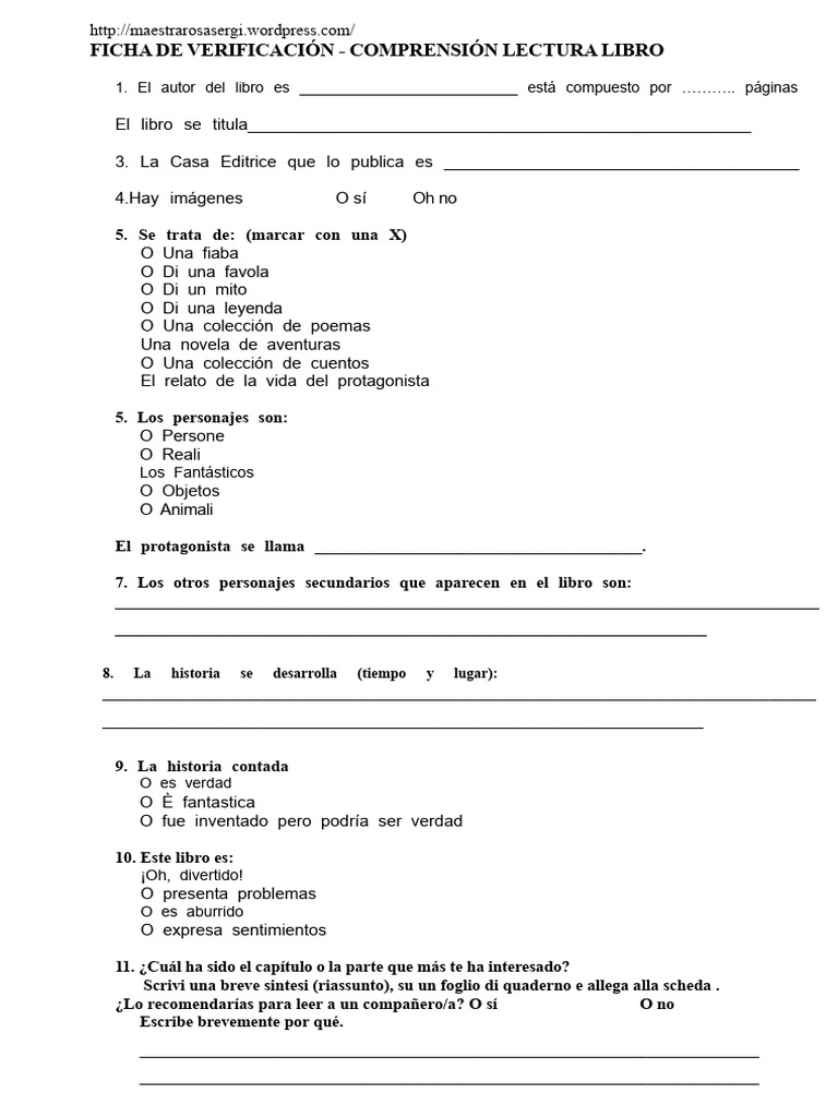 Ficha de Verificación de Lectura de Libro | PDF