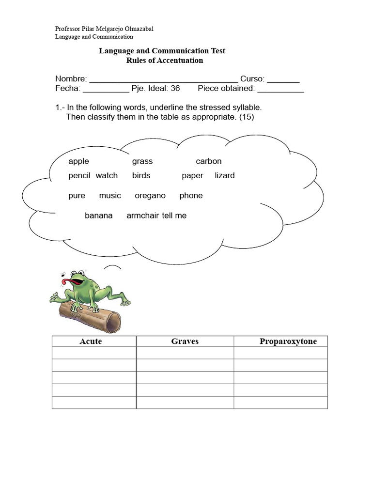 Accentuation Rules Test 6th Grade | PDF | Stress (Linguistics) | Consonant
