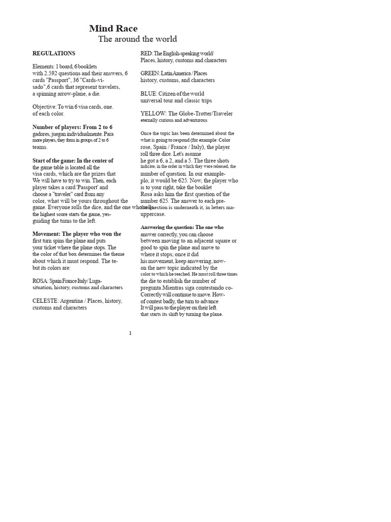 Regulations-MIND-RACE-AROUND-THE-WORLD | PDF