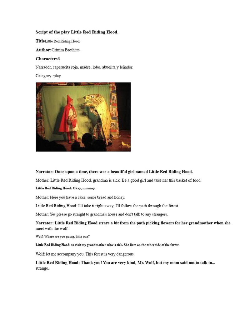 Script of the Play Little Red Riding Hood | PDF | Little Red Riding ...