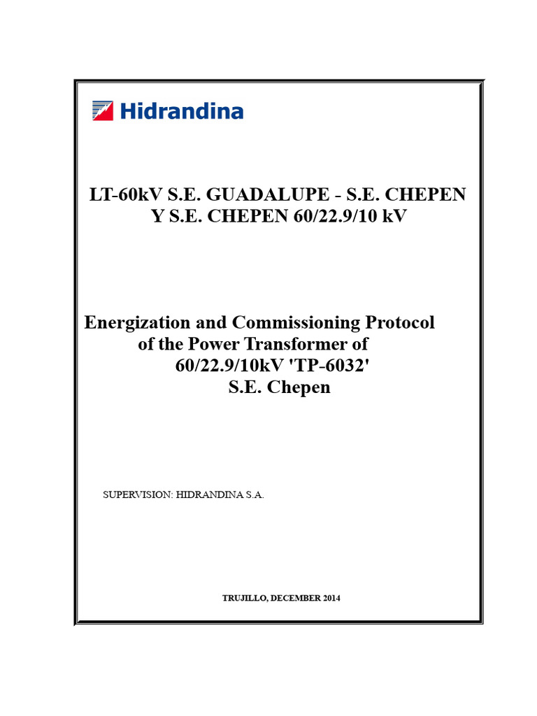 Energization Protocol for TP-6032 Transformer | PDF | Transformer | Scada