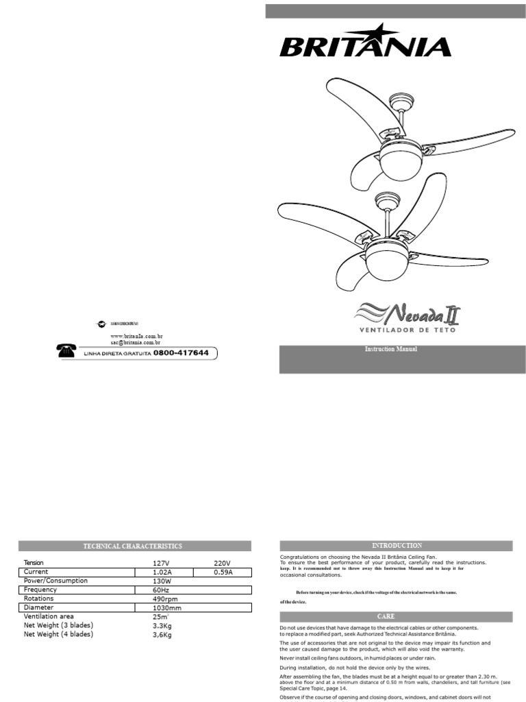 Nevada fan manual | PDF | Screw | Ventilation (Architecture)