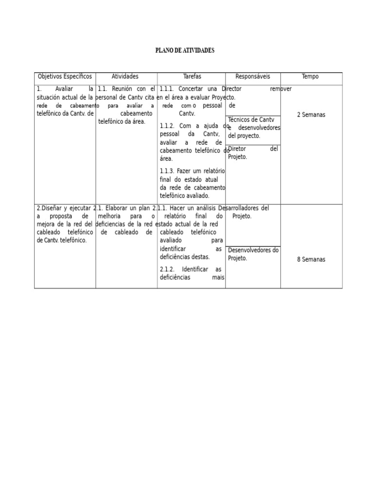 Plano de Atividades | PDF