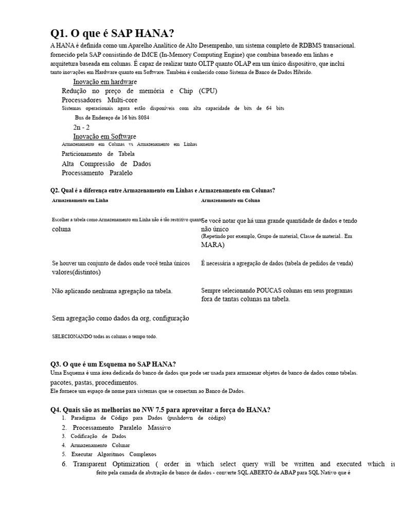 Perguntas de Entrevista sobre ABAP-on-HANA | PDF | SQL | Bancos de dados