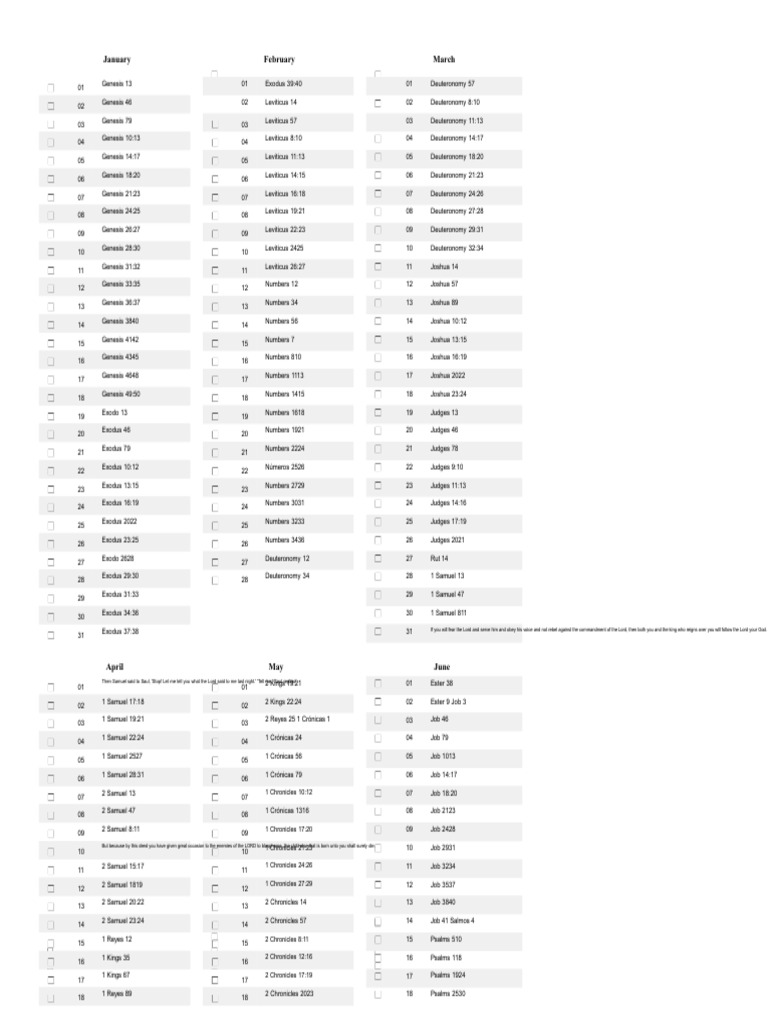 bible-reading-plan | PDF | Book Of Numbers | Torah Books