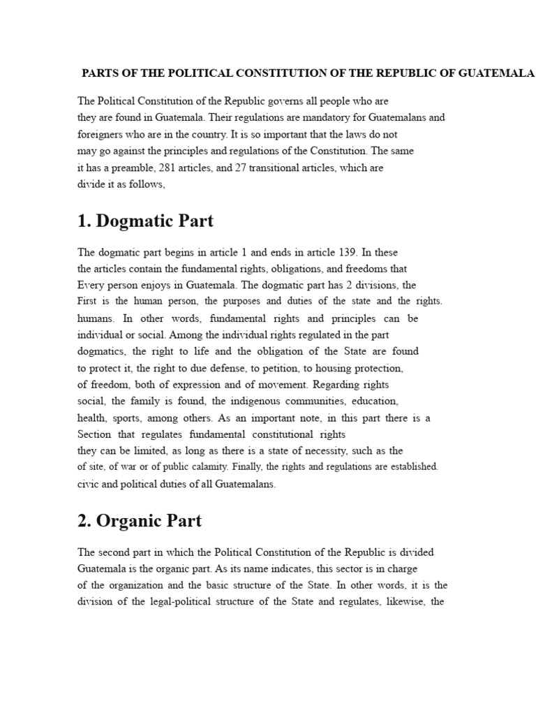 Overview of Guatemala's Political Constitution | PDF | Constitution ...