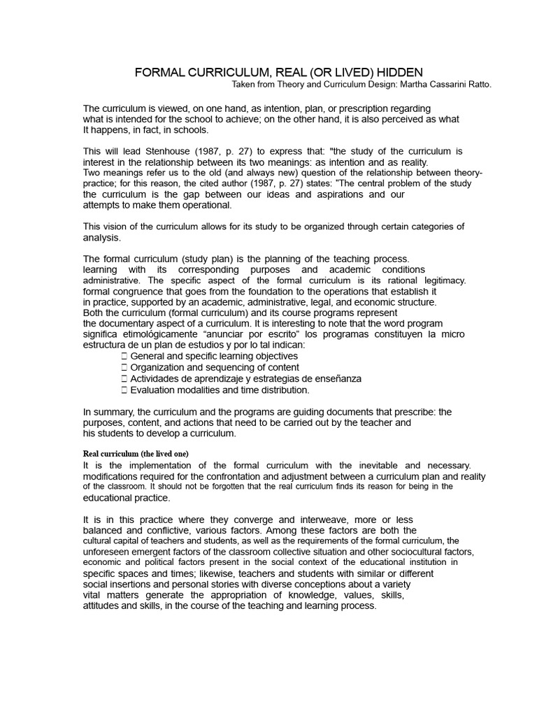 3 CURRICULUM+REAL,+FORMAL+AND+HIDDEN.pdf | PDF | Curriculum | Theory