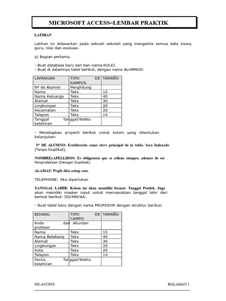 Praktik Microsoft Access untuk Sekolah | PDF