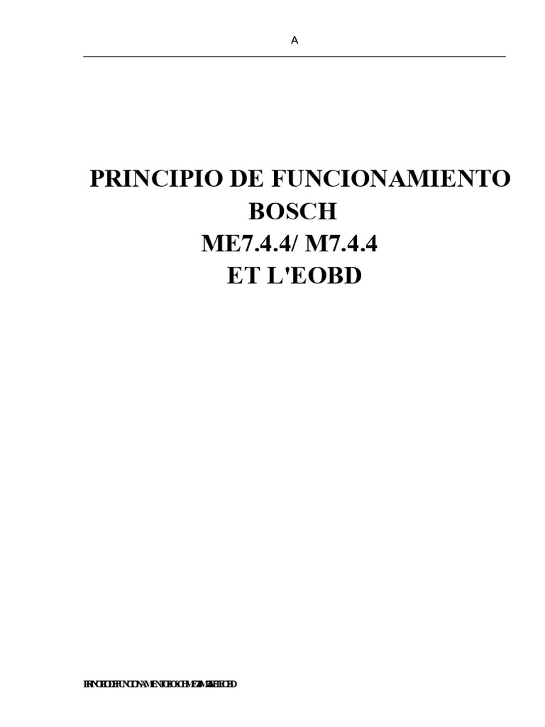 Funcionamiento Bosch ME7.4.4 y EOBD | PDF | Inyección de combustible ...
