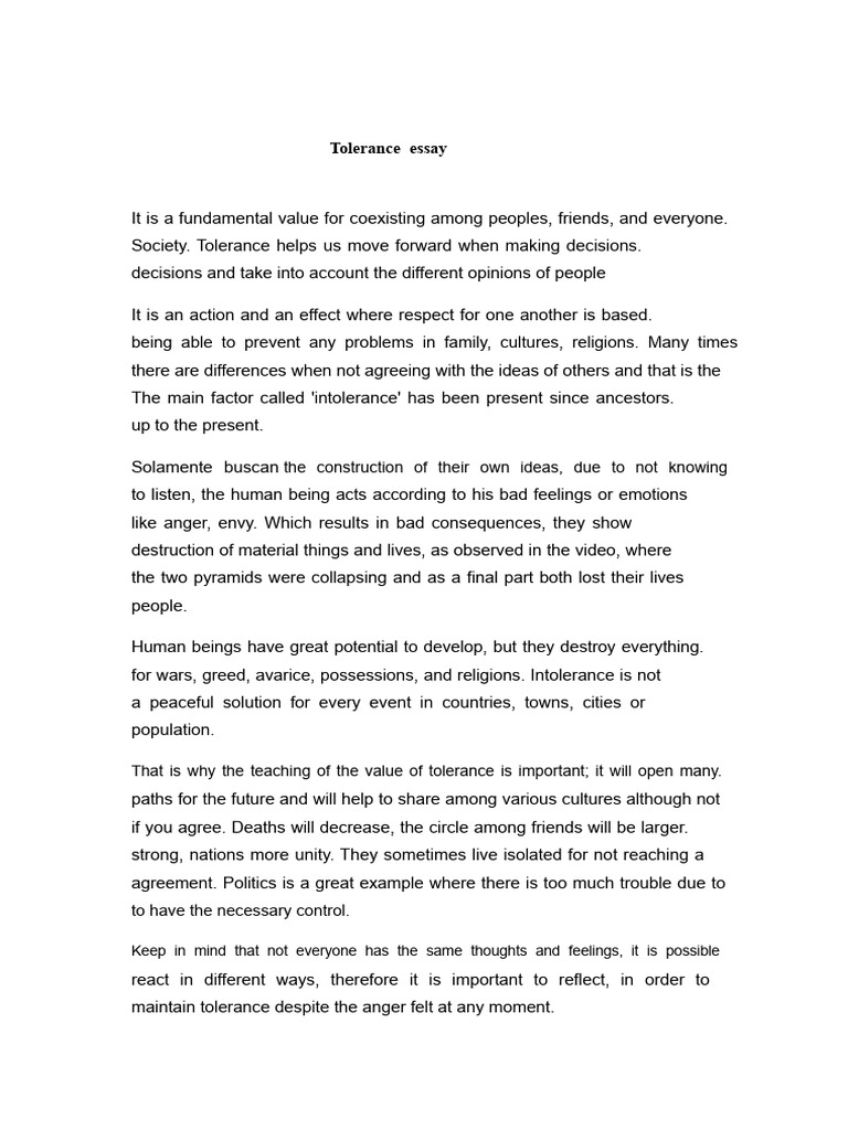 essay on tolerance | PDF
