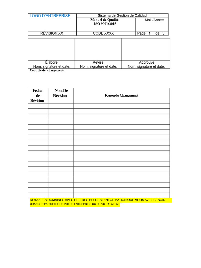 Manuel de Qualité ISO 9001:2015 | PDF | Management de la qualité ...