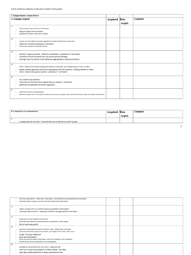 Compétences sociales pour enfants en primaire | PDF | Communication non ...
